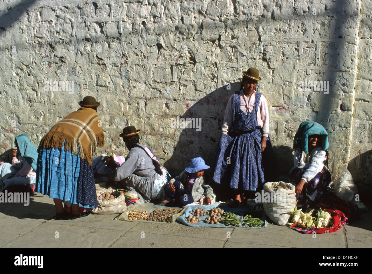 Native Aymara women vendors in the streets of La Paz,Bolivia Stock ...