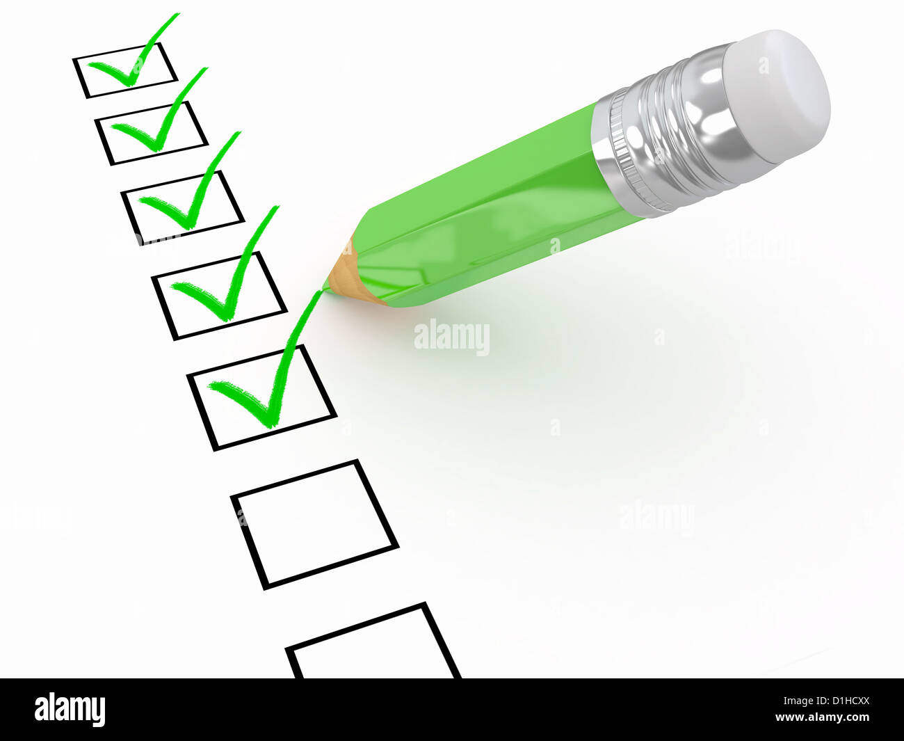 Pencil and questionnaire on white isolated background. 3d Stock Photo ...