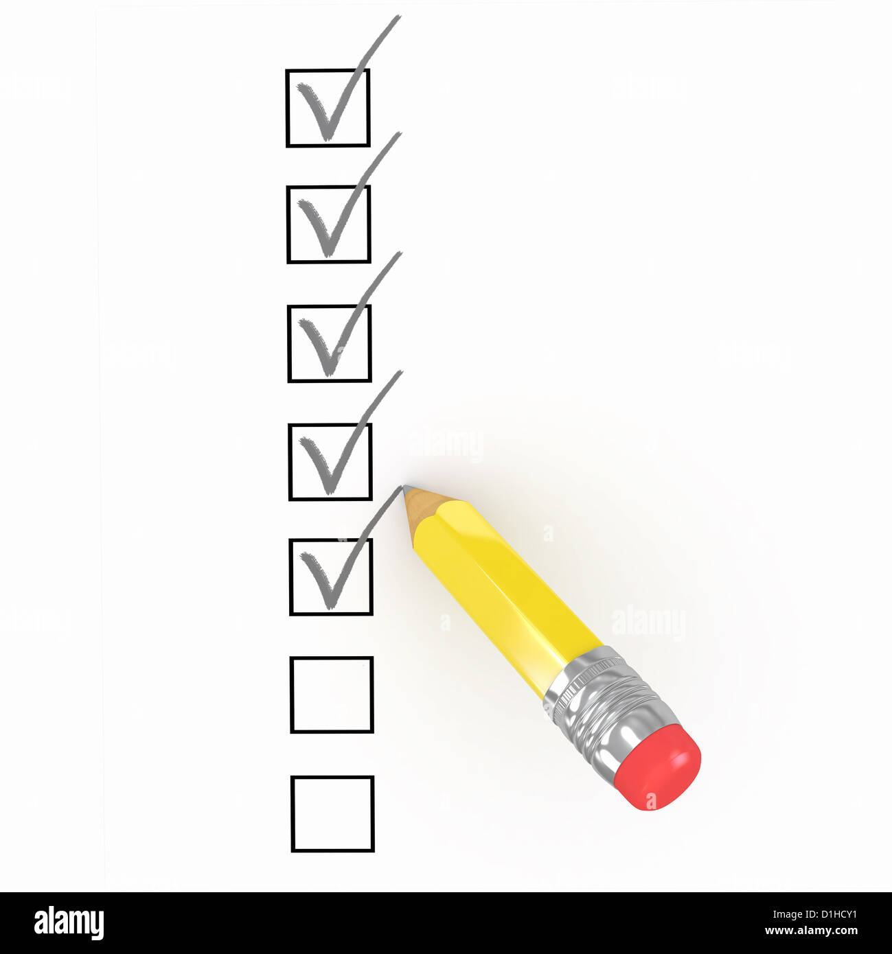 Pencil and questionnaire on white isolated background. 3d Stock Photo ...