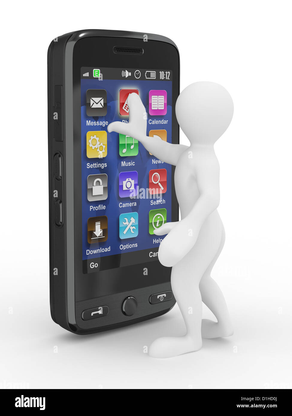 Men with mobile phone on white isolated background. 3d Stock Photo - Alamy