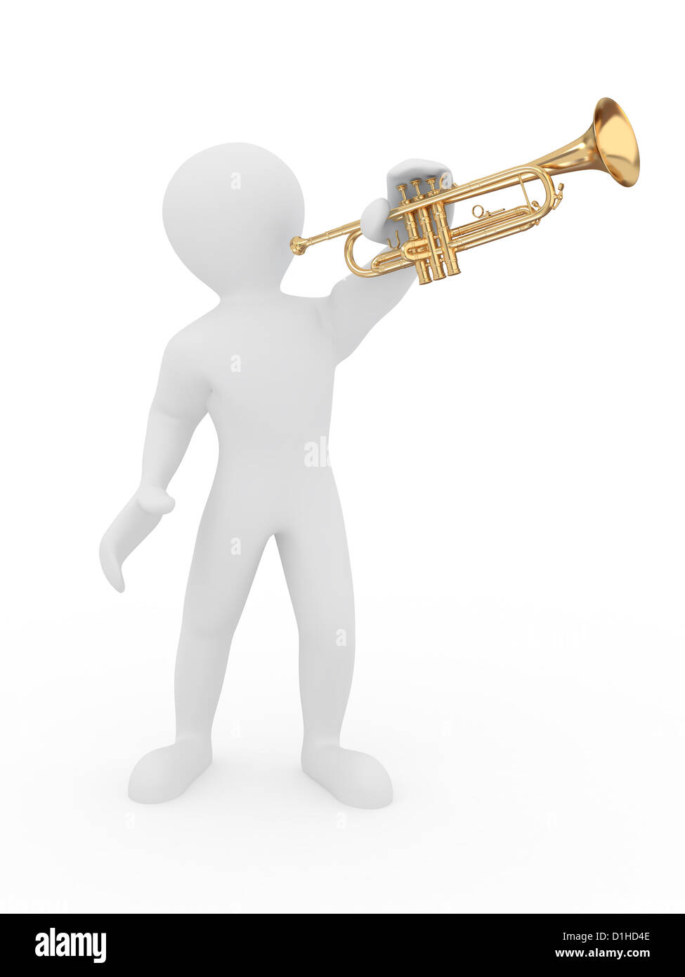 Man with trumpet on white isolated background. 3d Stock Photo - Alamy