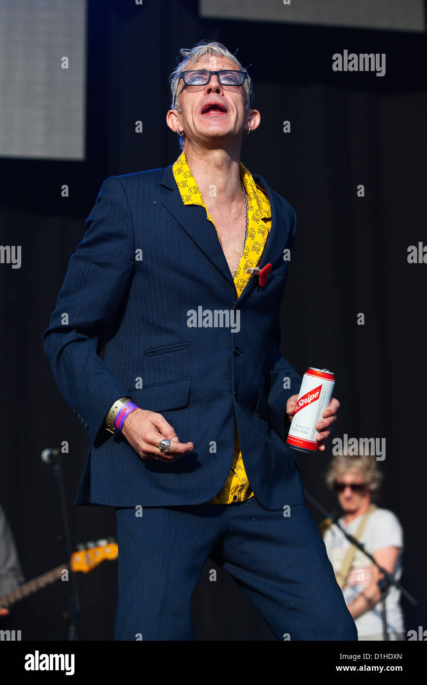 Lead singer Larry Love (Rob Spragg) performs live with band Alabama 3 ...