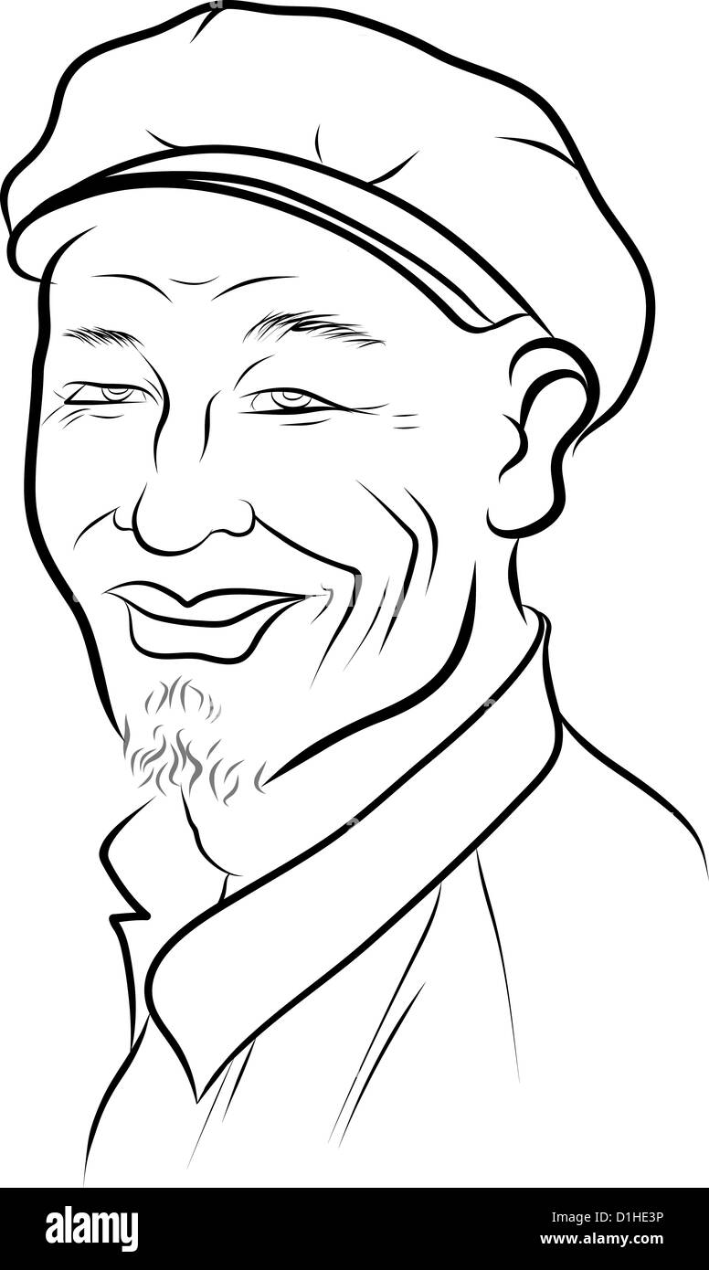 Male smiling in cap with beard. Male illustration Stock Photo - Alamy