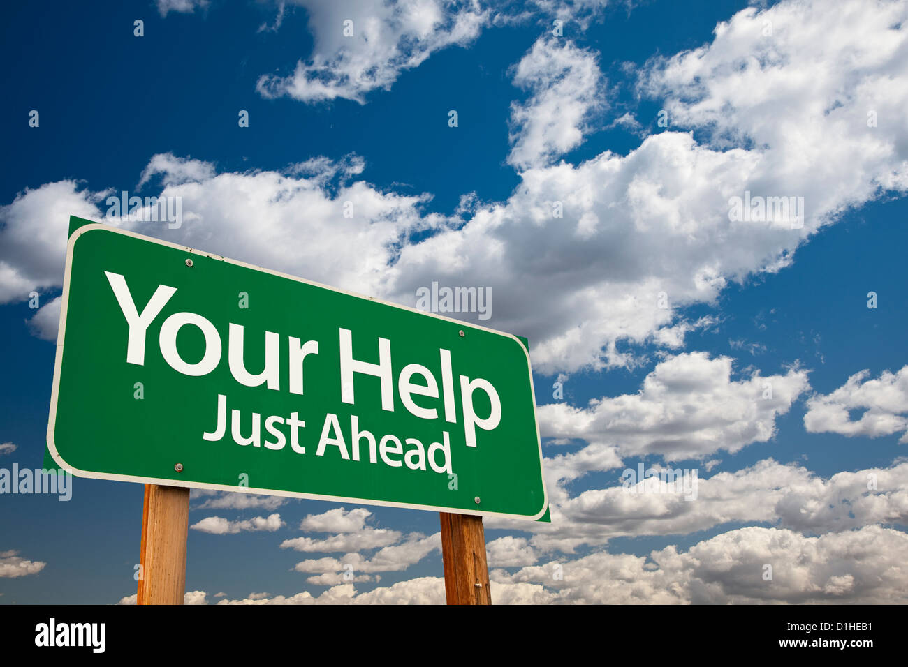 Your Help Green Road Sign Over Dramatic Clouds and Sky Stock Photo - Alamy