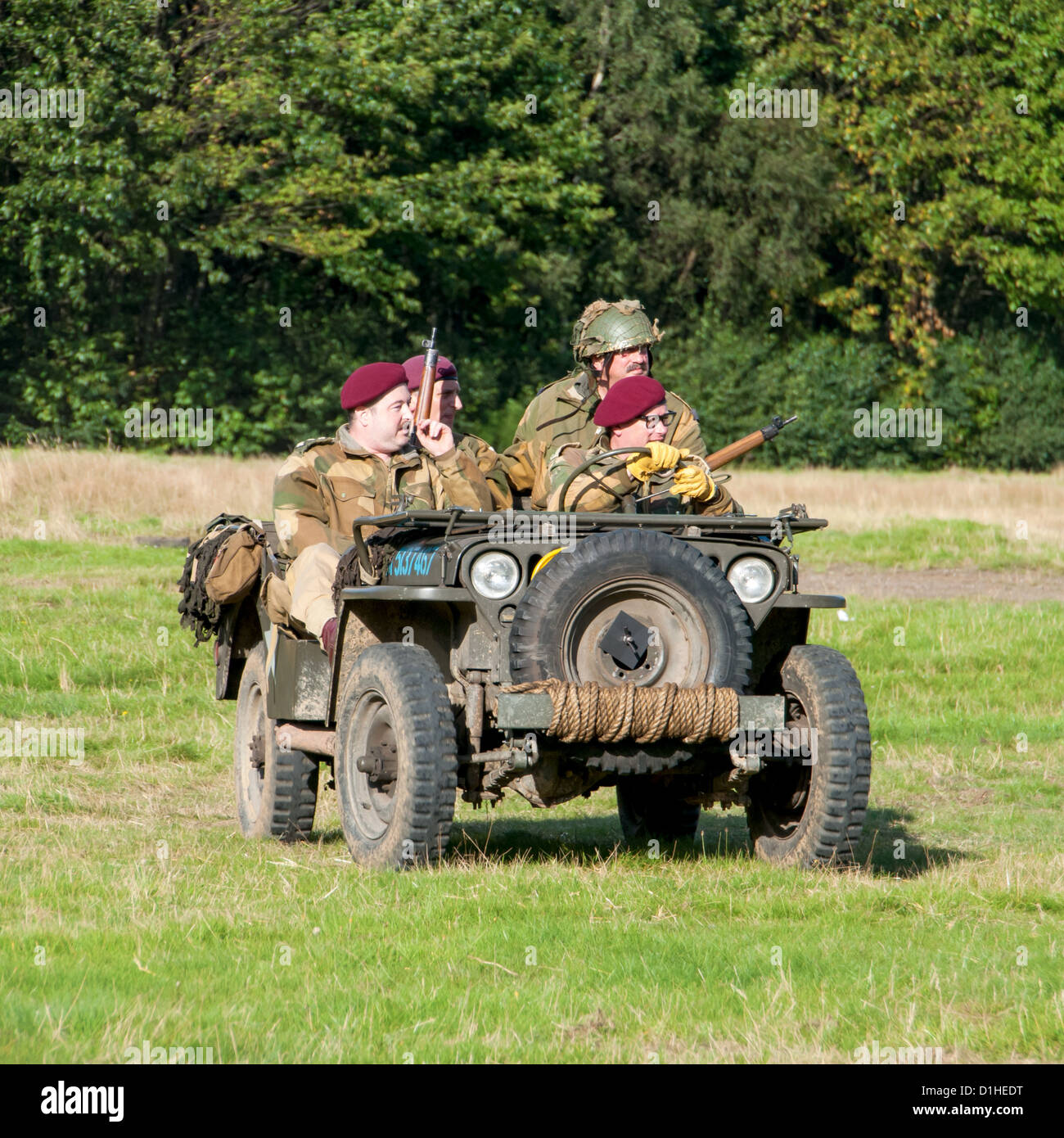 WW1 Army Land Rover Jeep, doing a security sweep of the area Stock ...