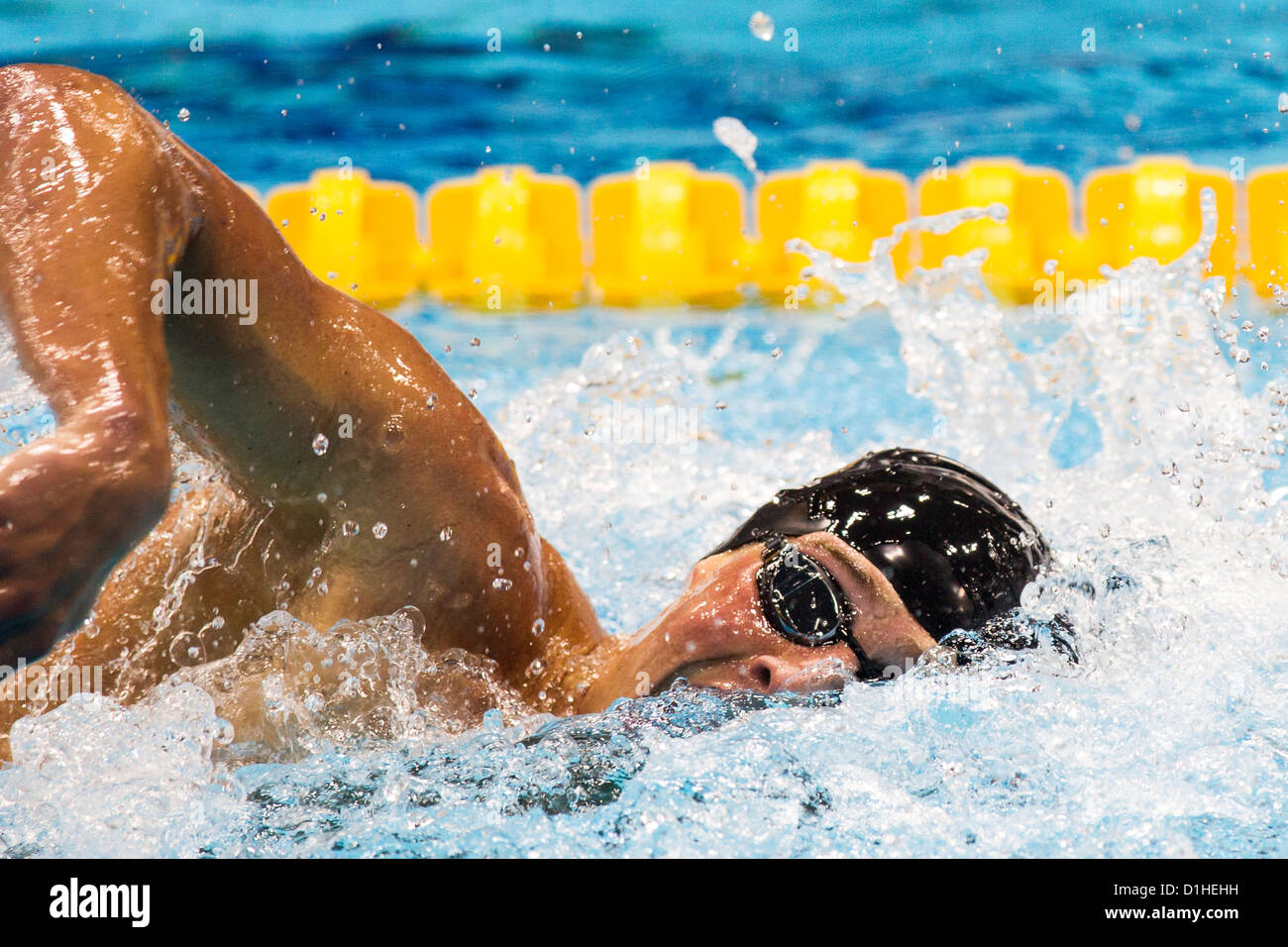 Ryan Lochte (USA) competing in the freestyle leg in the men's 400m ...