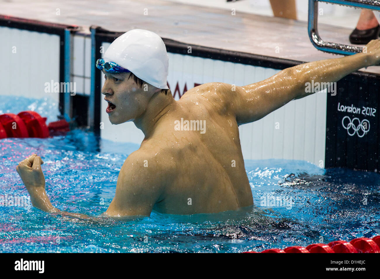 Sun Yang (CHN) wins the gold medal in the Men's 400 meter Freestyle ...