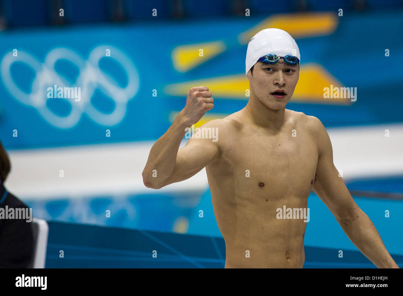 Sun Yang (CHN) wins the gold medal in the Men's 400 meter Freestyle ...