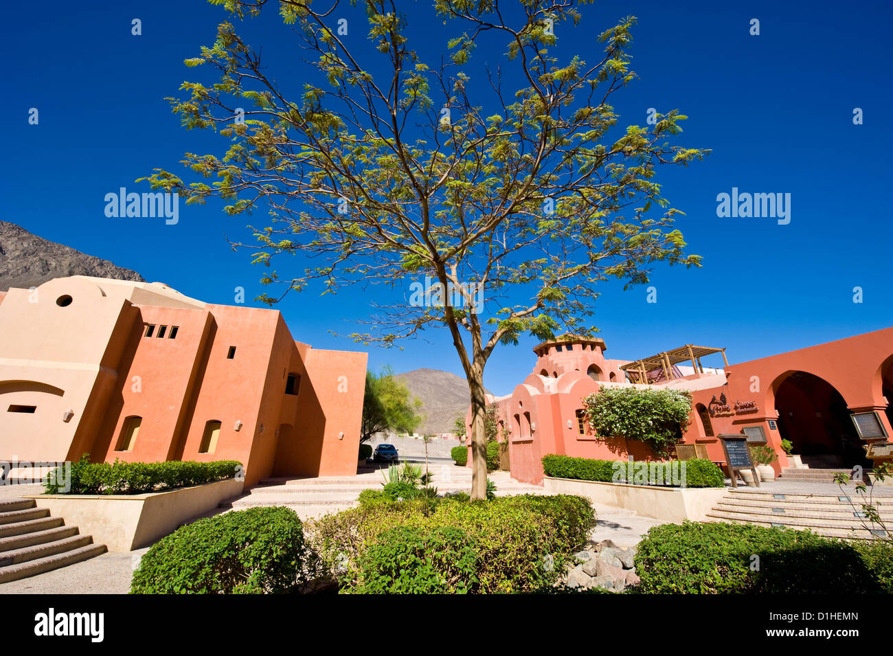 Hotel resort and golf course in the desert on Aqaba Bay of the Red Sea ...