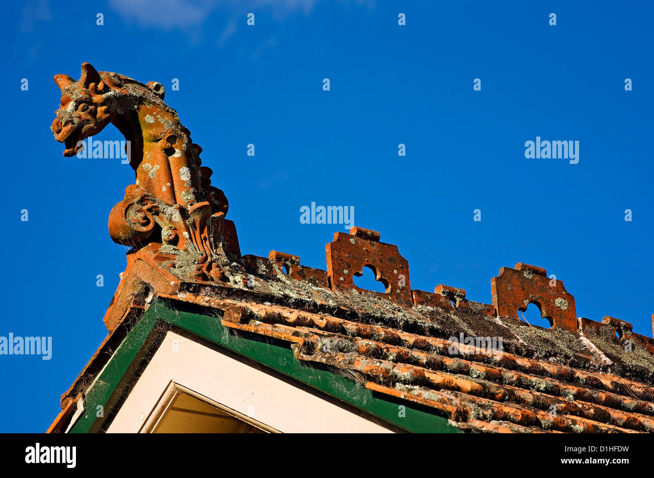 Ballarat Australia / Detail of terracotta dragon detail on a roof in ...