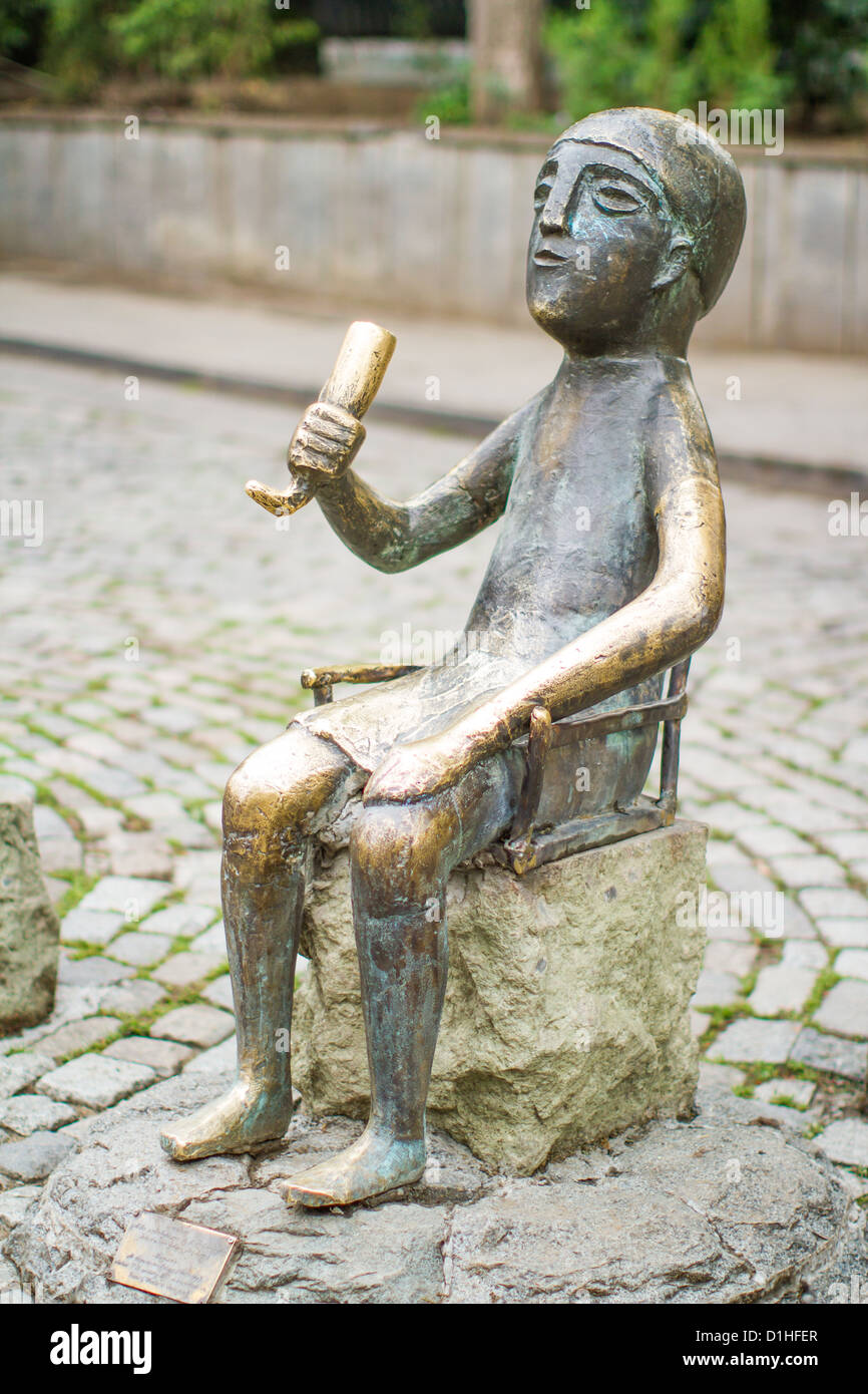 futuristic sculpture on the street in the historical district of ...