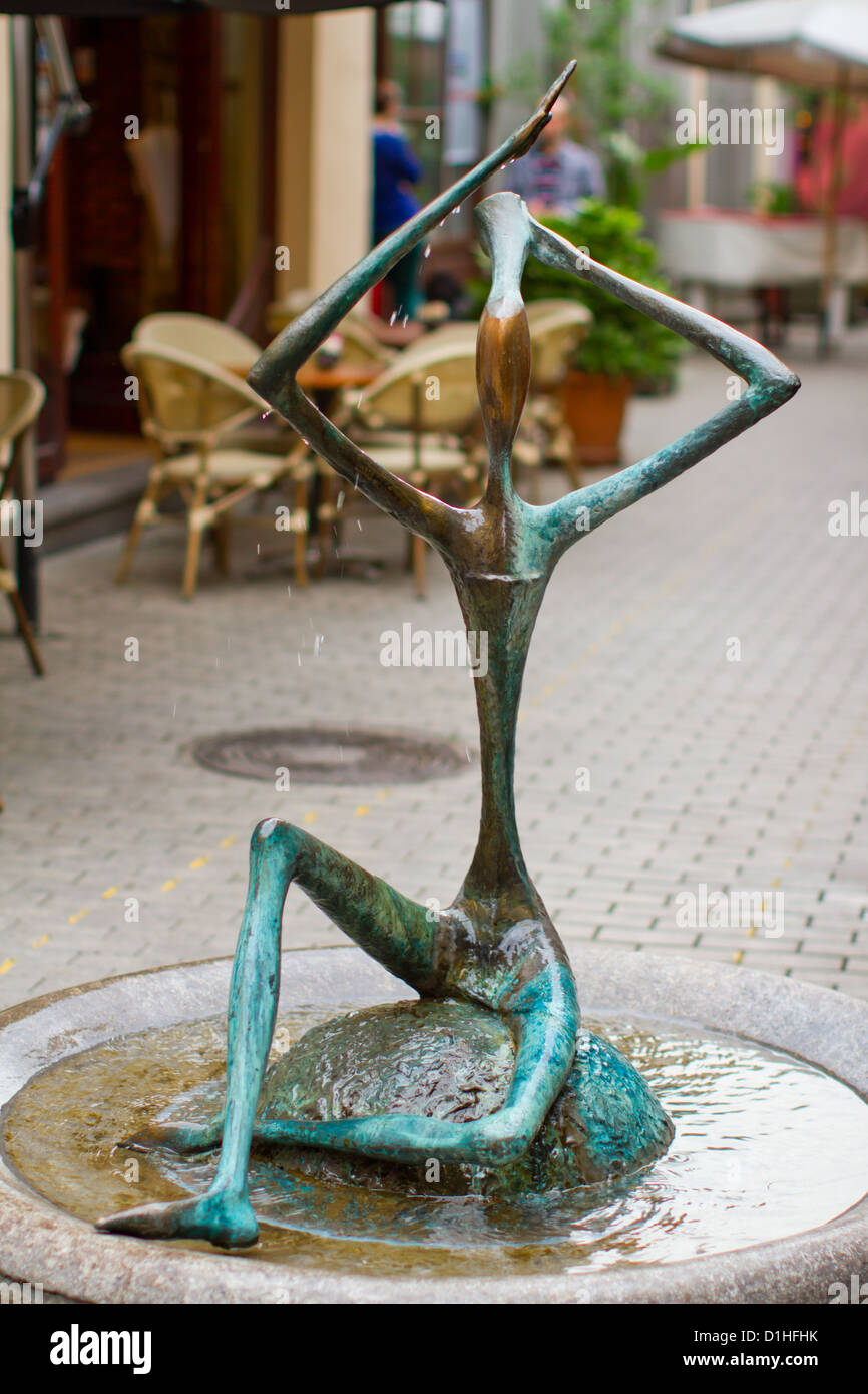 futuristic sculpture on the street in the historical district of ...