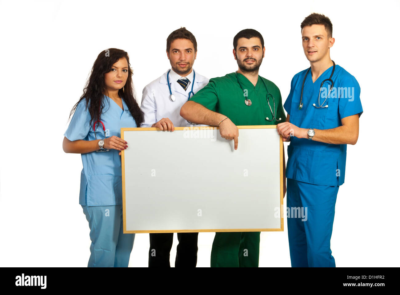 Doctors holding blank board isolated on white background Stock Photo ...