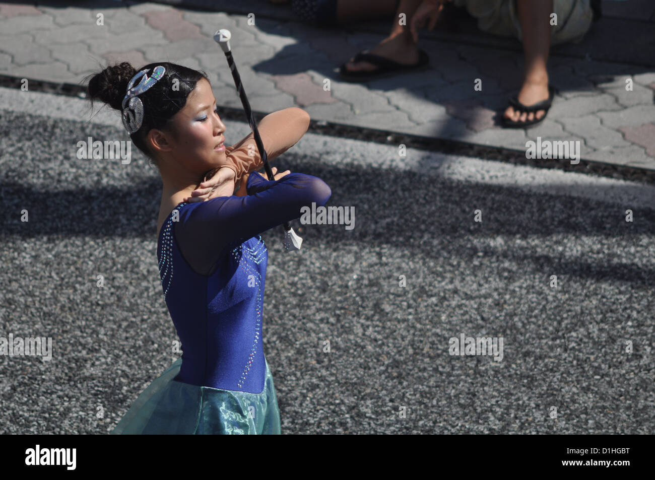Naha, Okinawa, Japan, majorettes along Kokusai-dori during the Naha ...