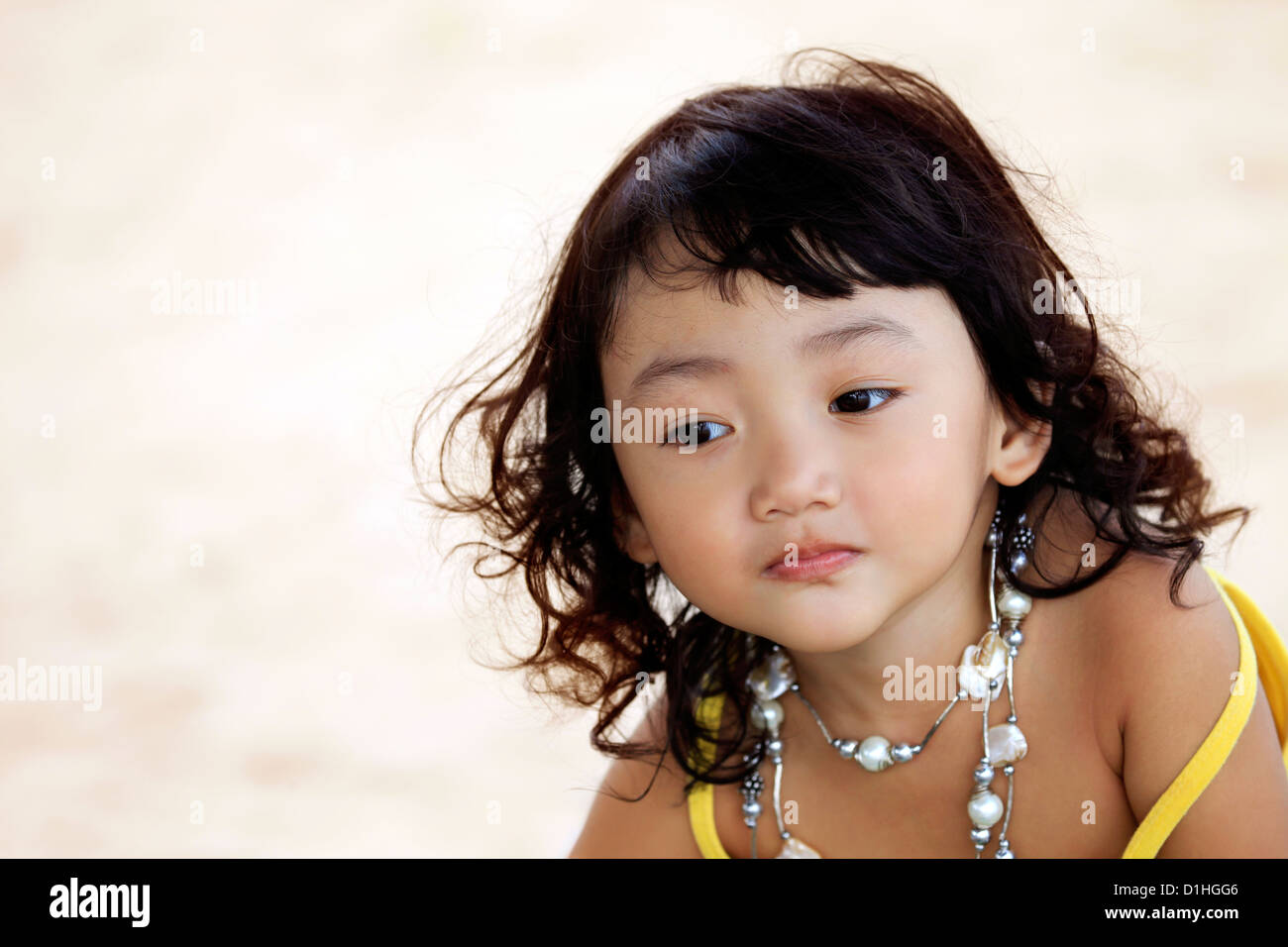 Portrait of the beautiful small Asian girl. Indonesia. Java Stock Photo ...