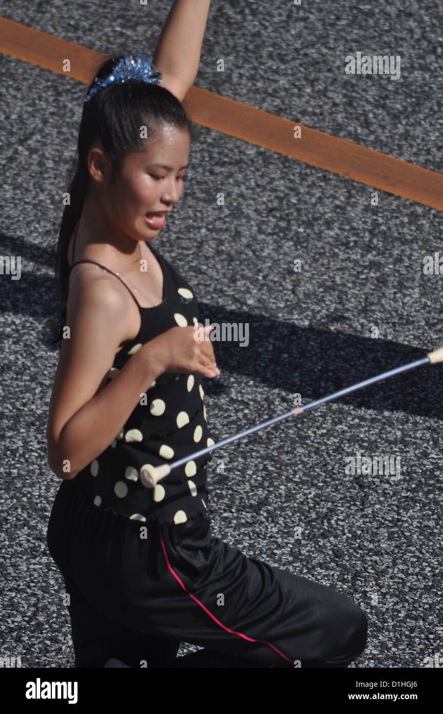 Naha, Okinawa, Japan, majorettes along Kokusai-dori during the Naha ...