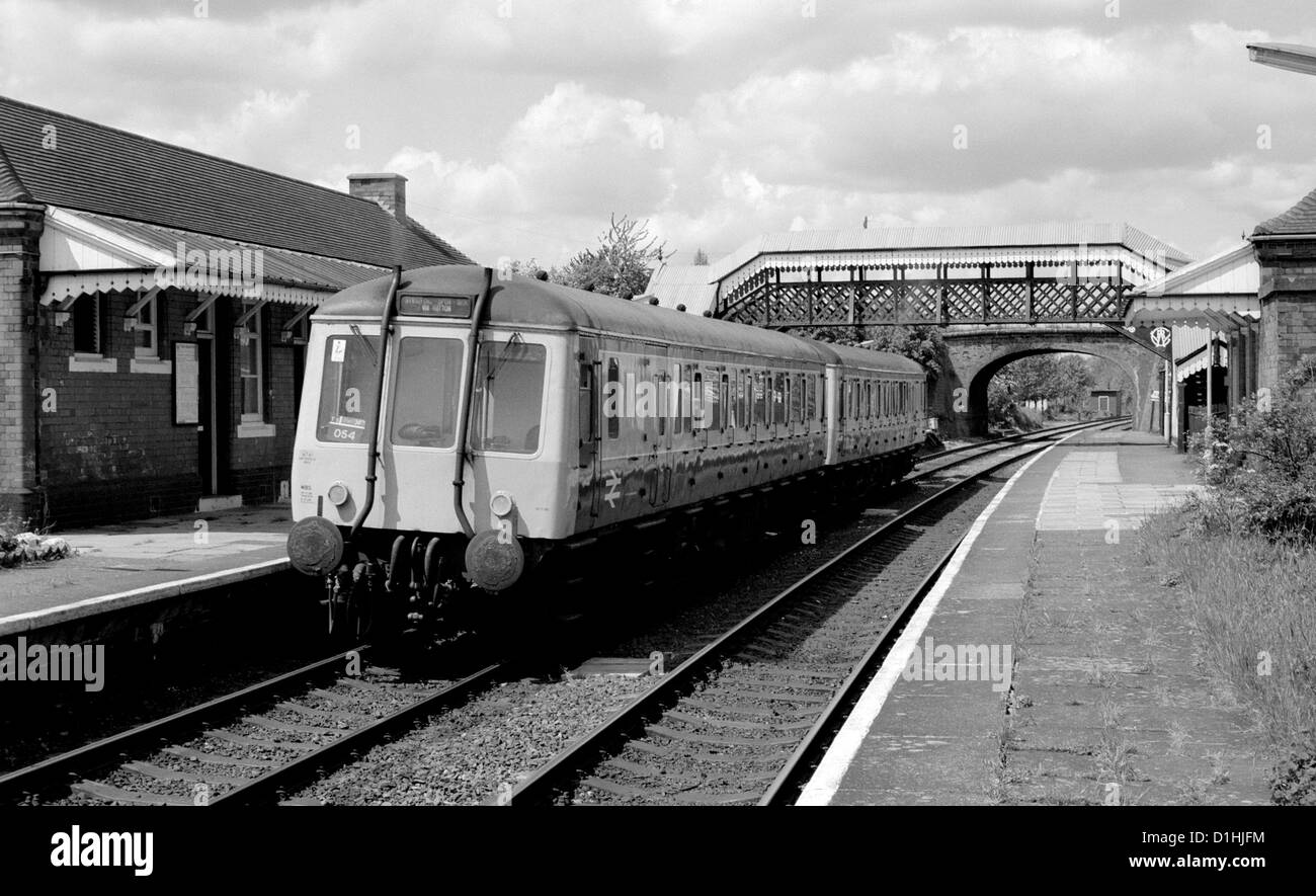 Train at Wilmcote station, Warwickshire, England, UK. 1985 Stock Photo ...