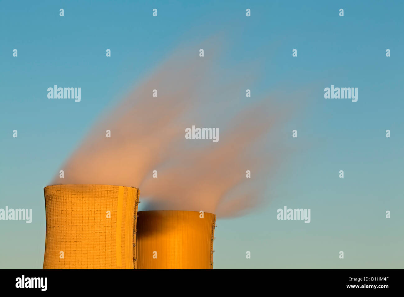 Smoking cooling tower of a nuclear power reactor, Germany Stock Photo ...