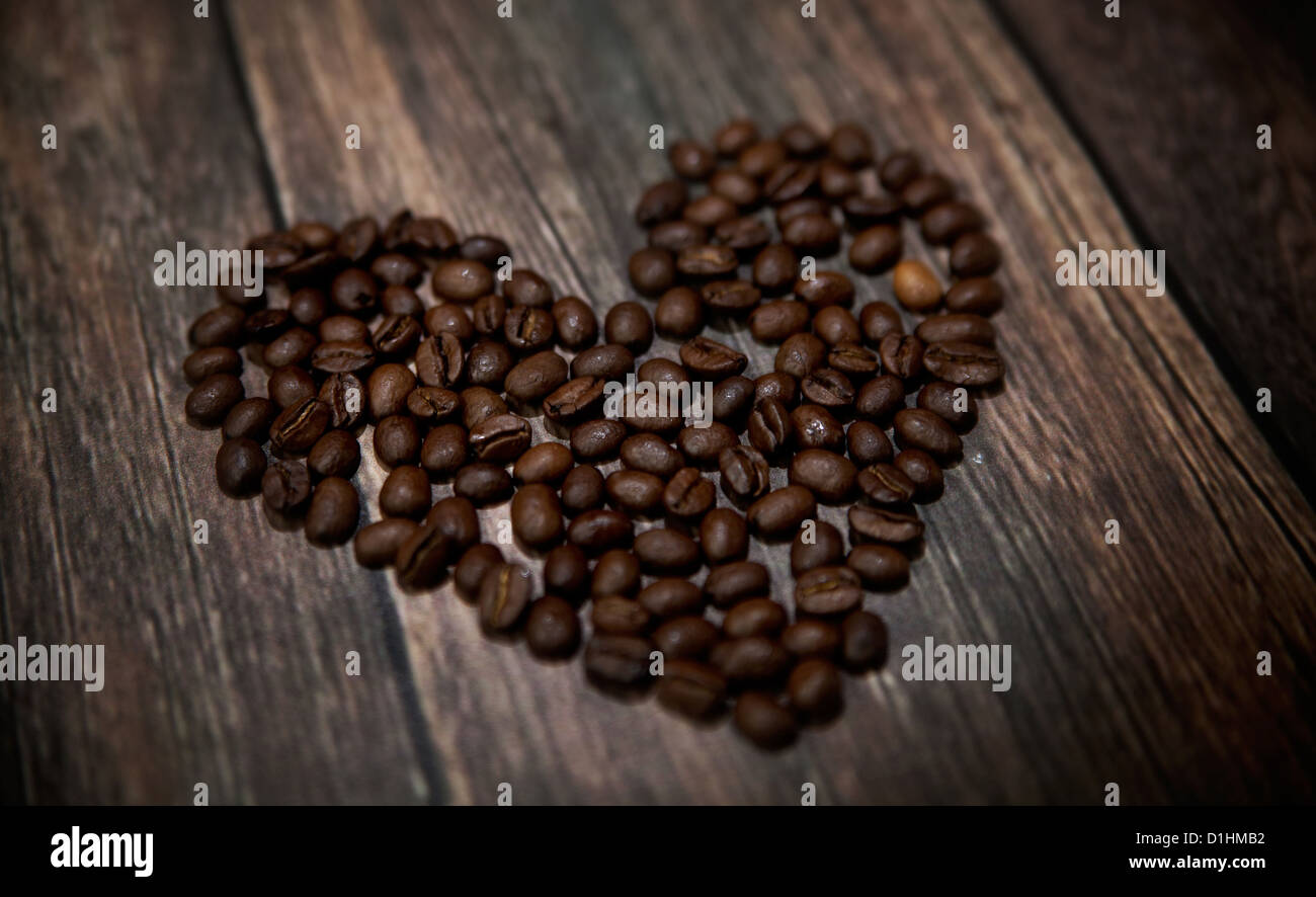 Picture presenting fragrant coffee heart Stock Photo - Alamy