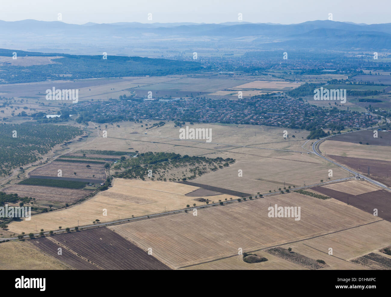 View from Glider of the valley between the mountains of Central Balkan ...