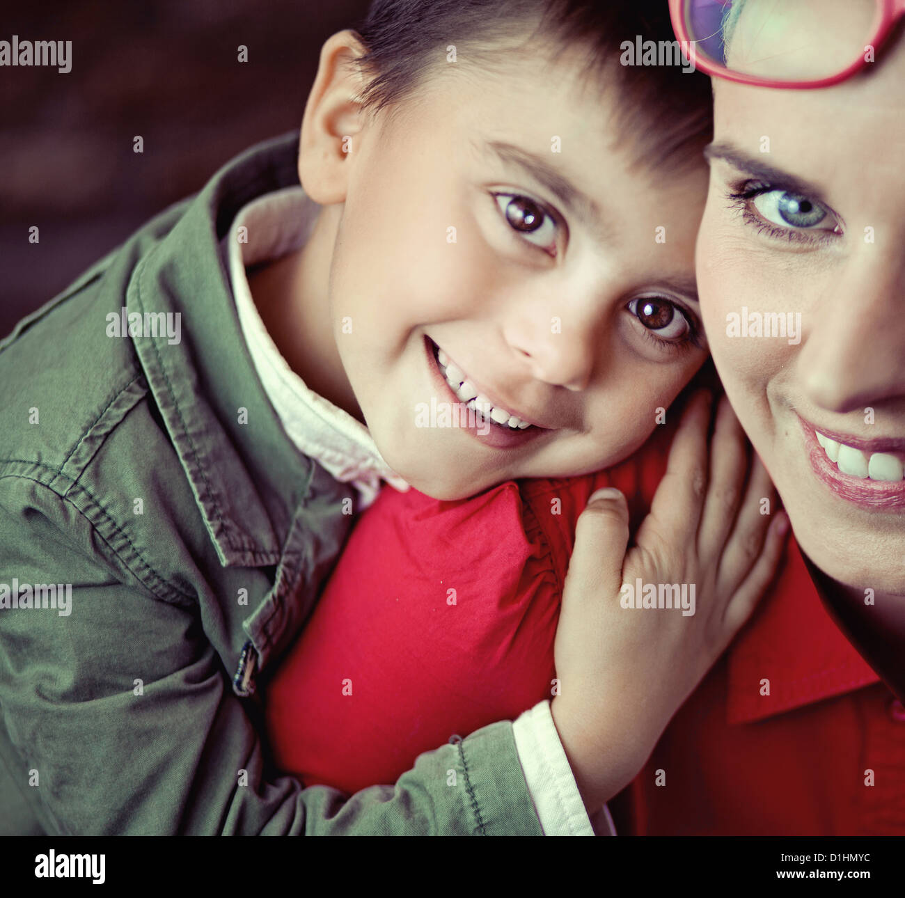 Cute boy hugging his mom Stock Photo - Alamy