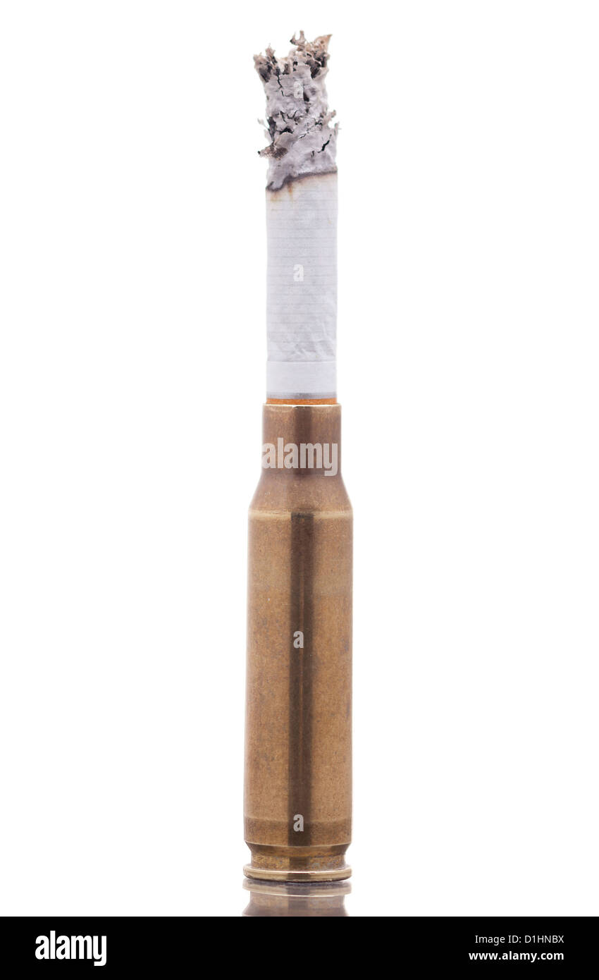 cigarette burned like a bullet isolated white Stock Photo - Alamy