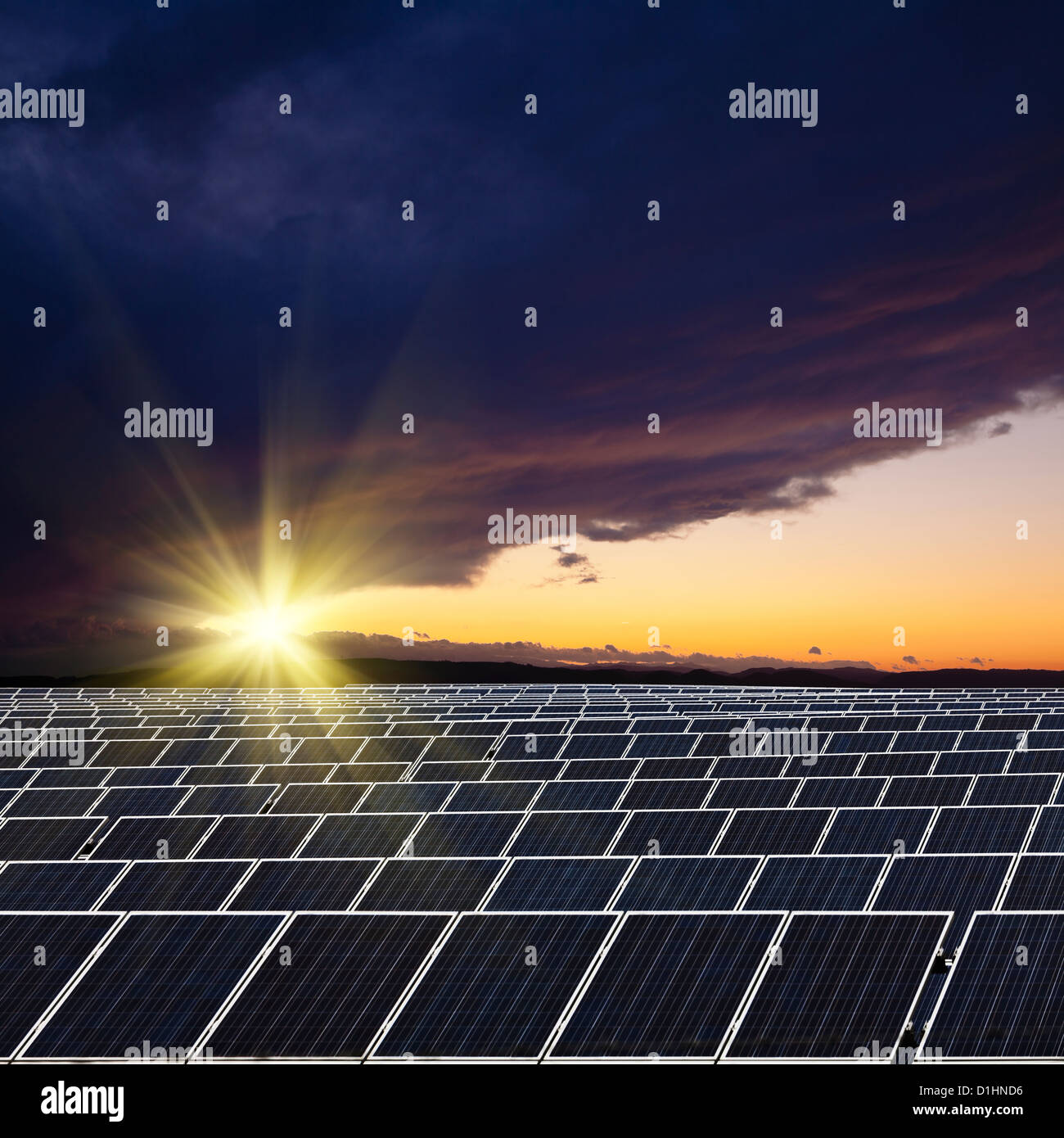 Power plant using renewable solar energy with sun Stock Photo - Alamy