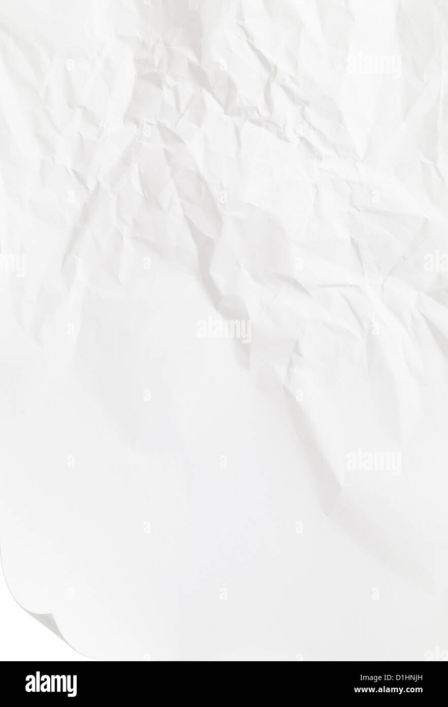 white sheet of paper folded and battered. With texture. Path included ...