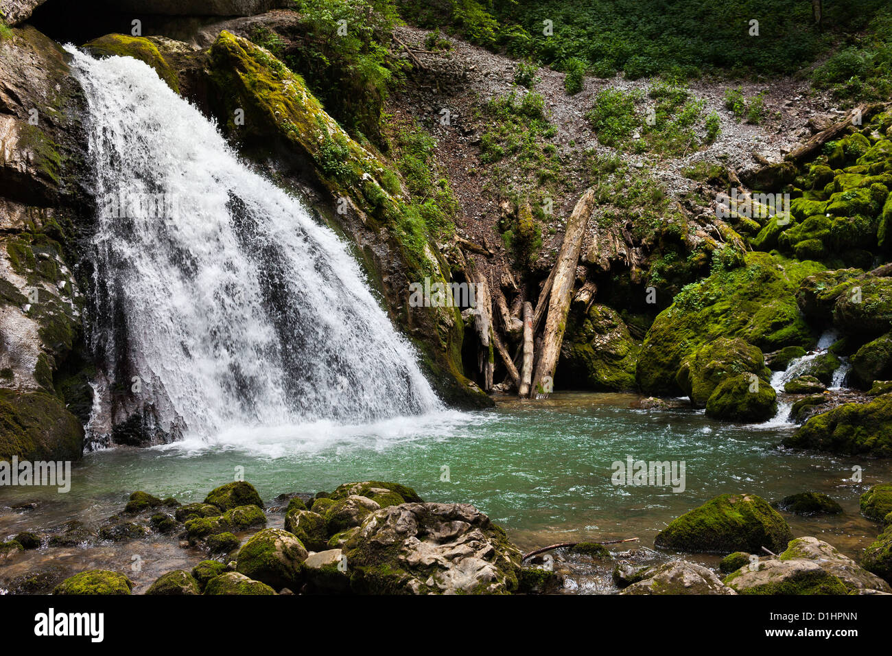 Landscape with a waterfall in a summer day Stock Photo - Alamy