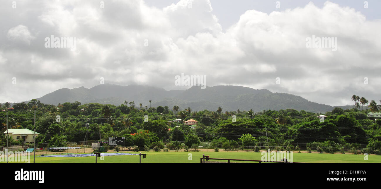 View, from Grenville Progress Park Cricket ground pavilion, cumulus ...
