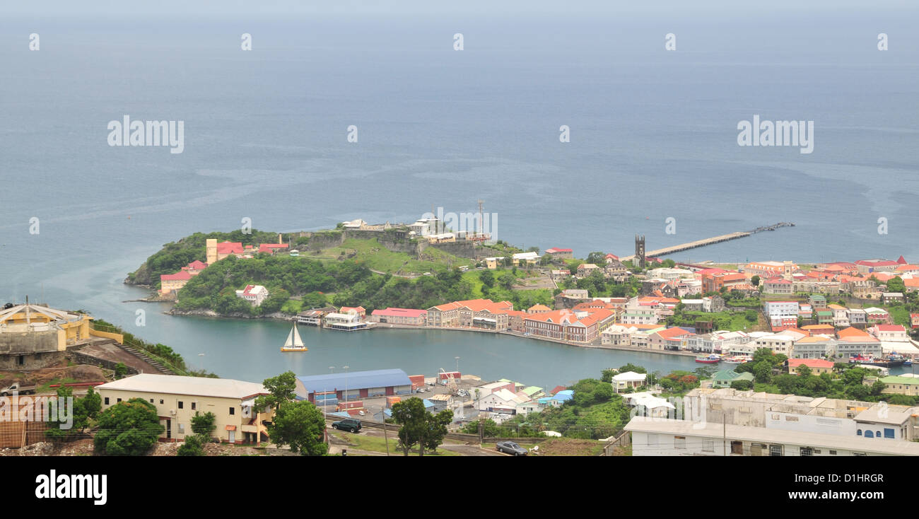 Blue view, from Fort Frederick to Fort George and Caribbean, white sail ...