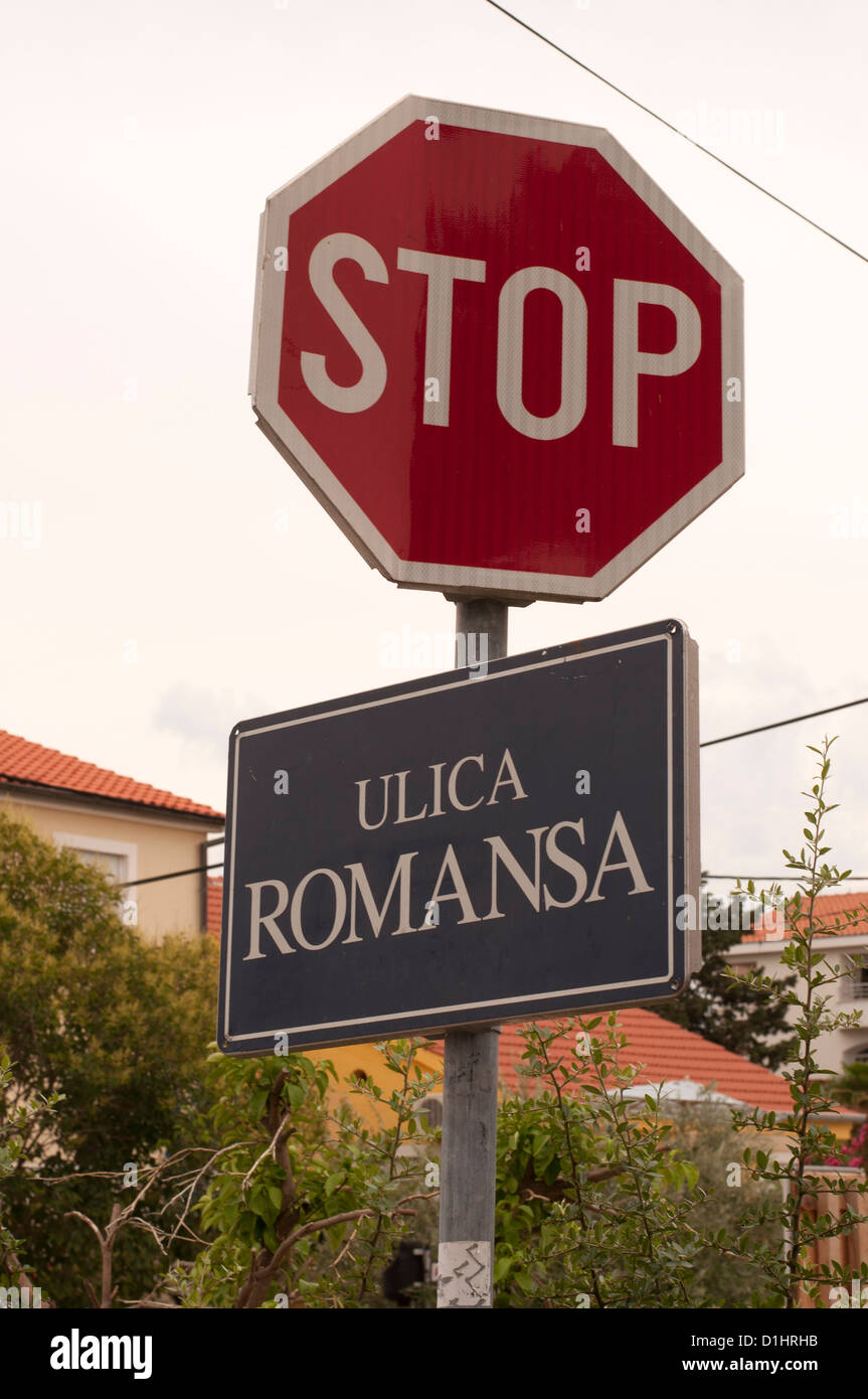 Stop and street sign Stock Photo - Alamy