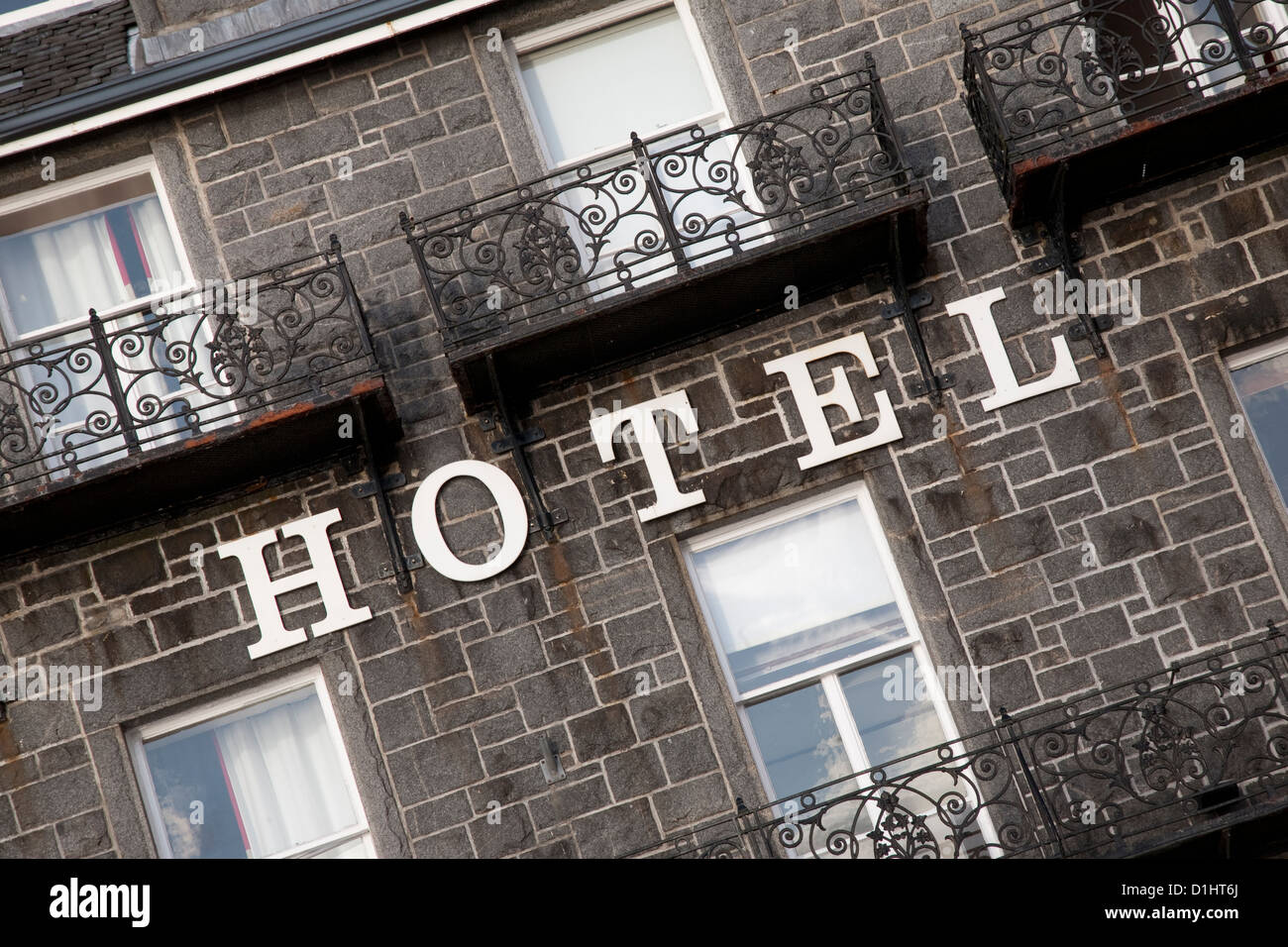 Hotel Sign on Slanted Angle Stock Photo - Alamy
