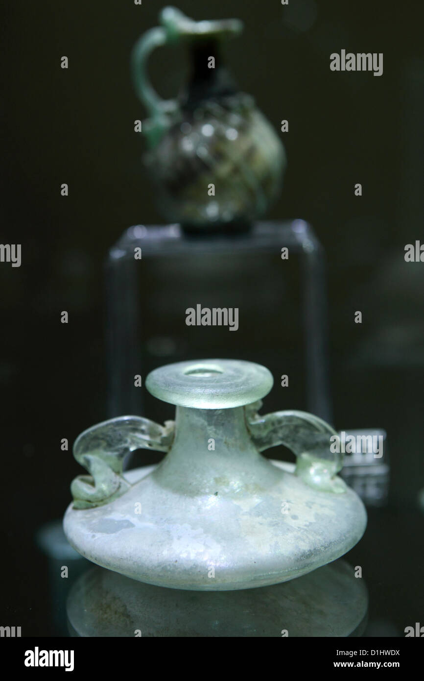Roman glassware on display at the Varna Archaeological Museum at Varna ...