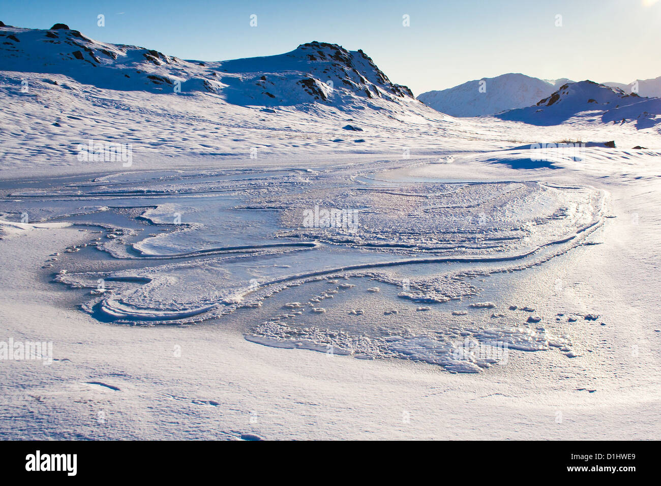 Frozen ripples - small frozen lake Stock Photo - Alamy
