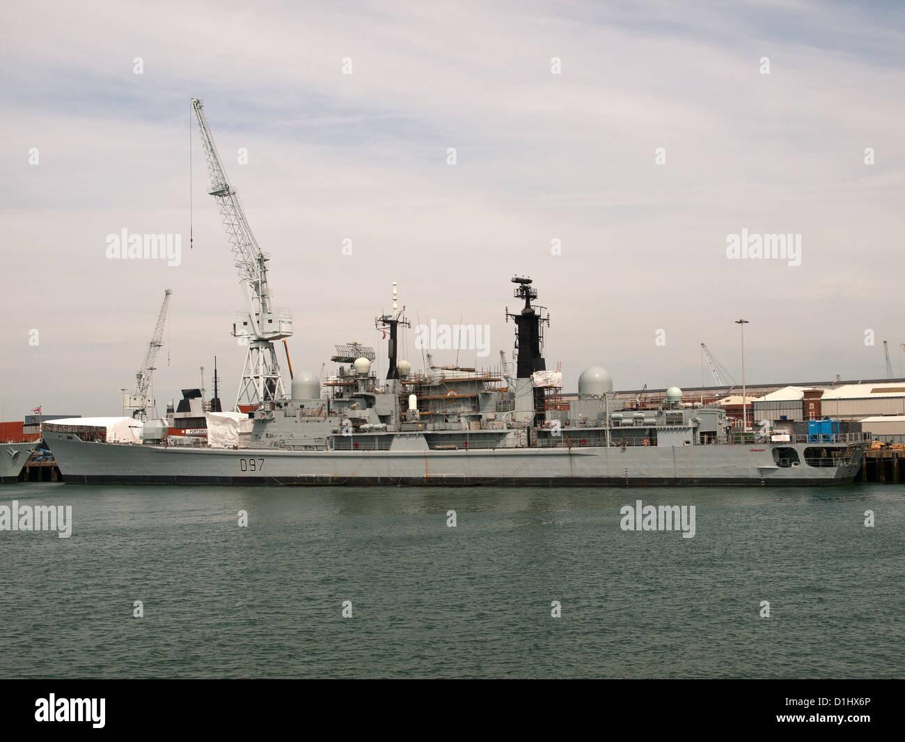 HMS Edinburgh Type 42 Destroyer berthed in Portsmouth Harbour Hampshire ...