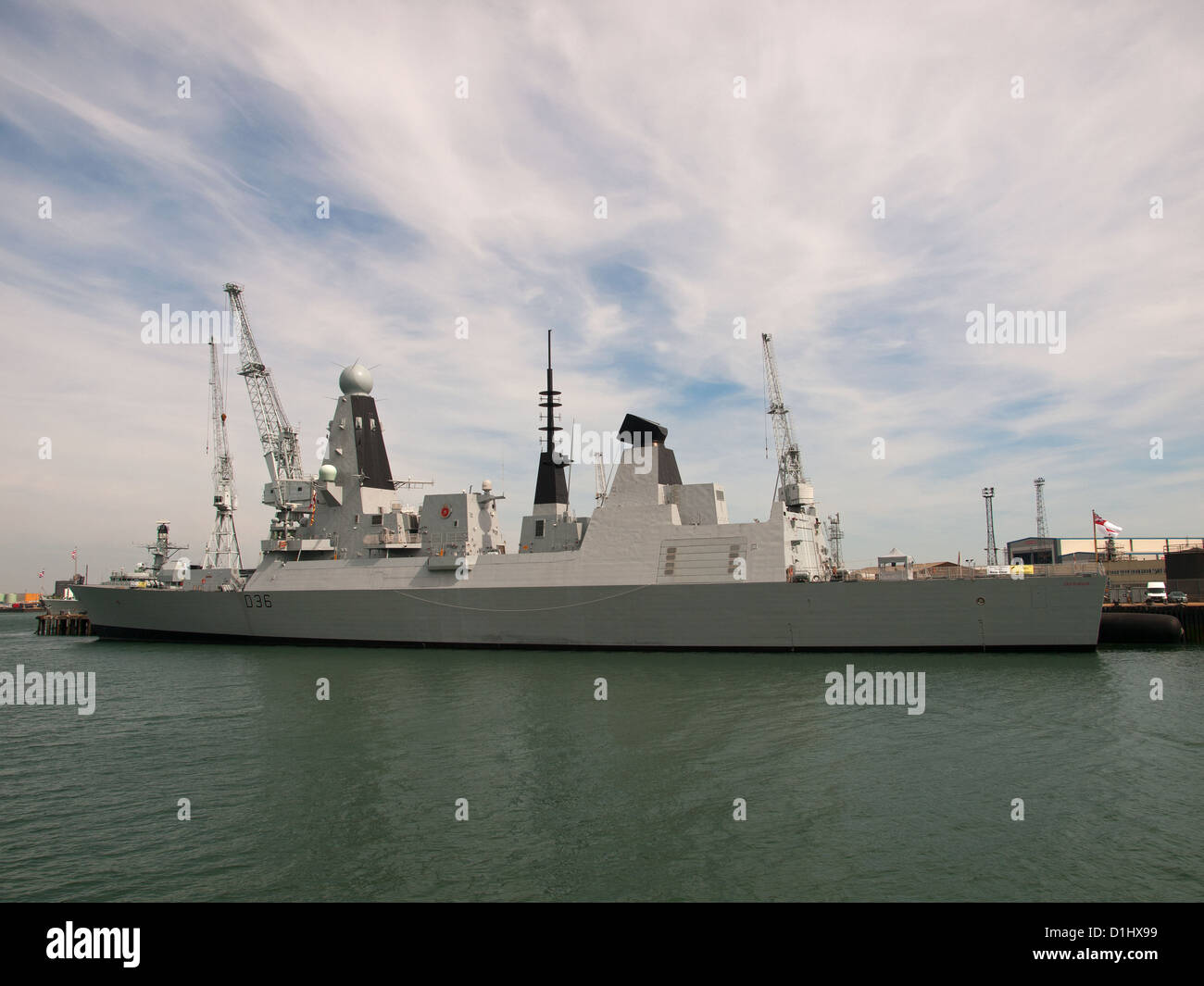 HMS Defender Type 45 Destroyer berthed in Portsmouth Harbour Hampshire ...