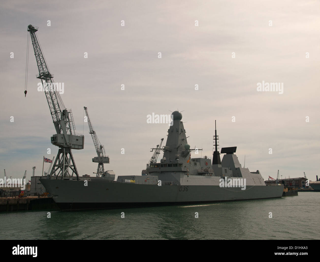 HMS Defender Type 45 Destroyer berthed in Portsmouth Harbour Hampshire ...