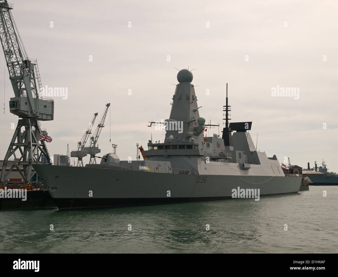 HMS Defender Type 45 Destroyer berthed in Portsmouth Harbour Hampshire ...