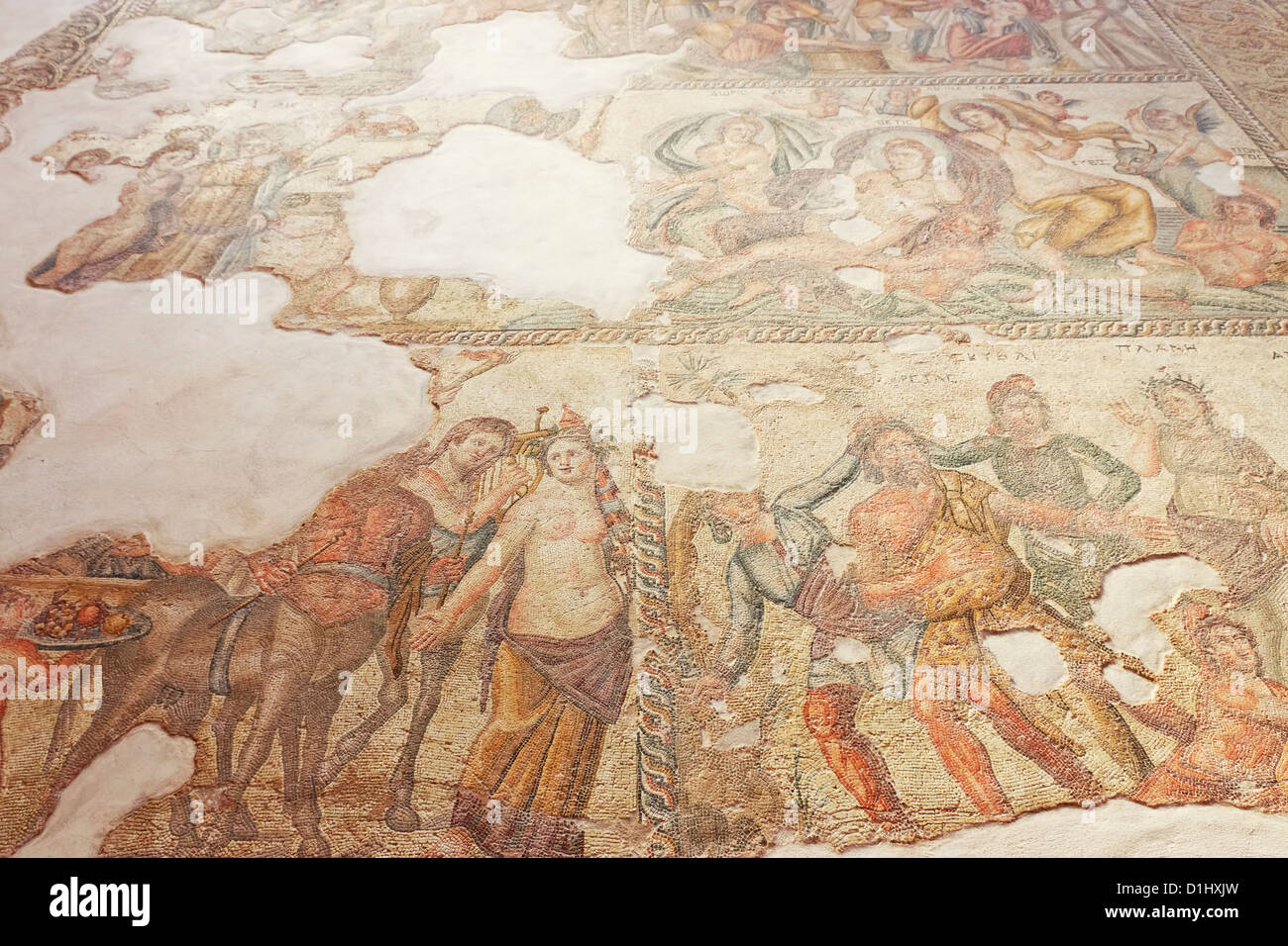 Mosaic flooring at the house of Apollo, Paphos archaeological complex ...