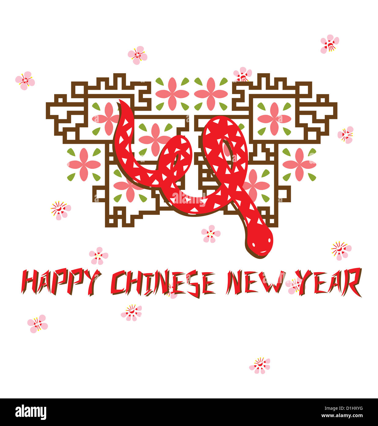 Paper cut illustration of a snake with traditional Chinese pattern as ...