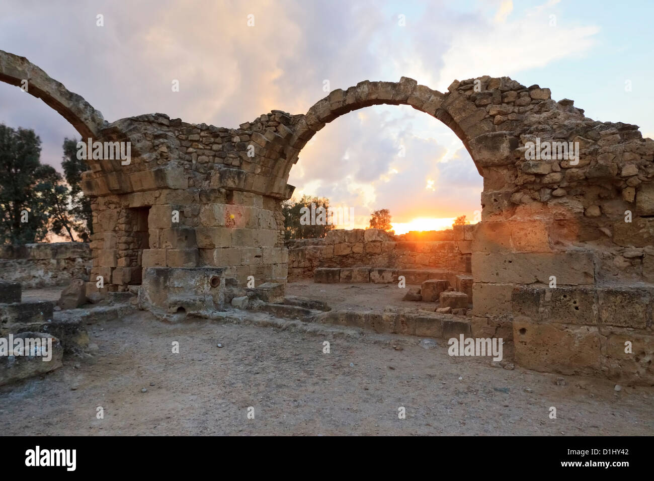 Saranda Colones castle, Paphos achaeological complex, Cyprus Stock ...