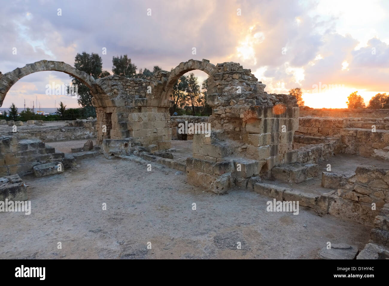 Saranda Colones castle, Paphos achaeological complex, Cyprus Stock ...