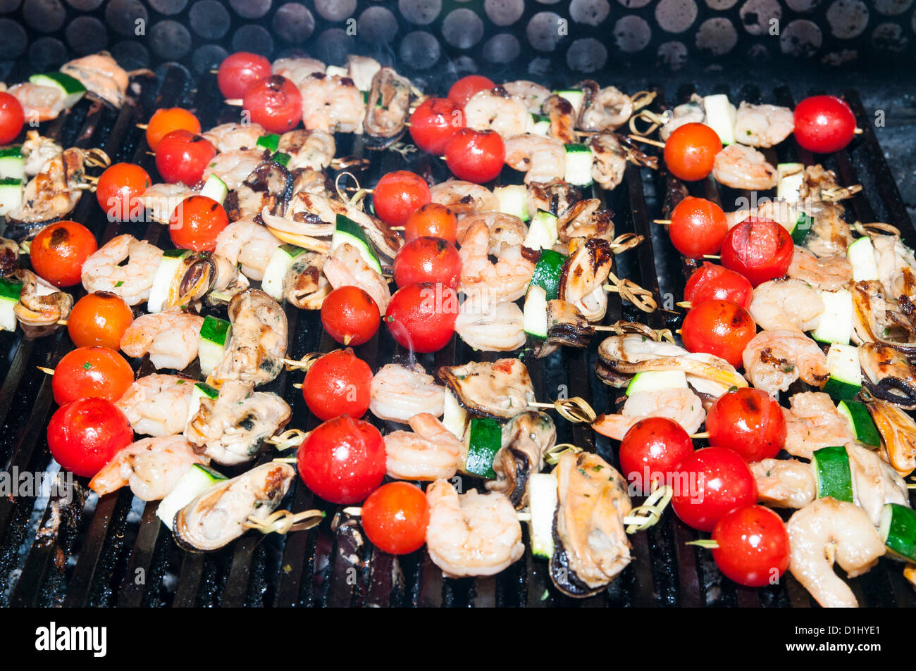 skewers of seafood Stock Photo - Alamy
