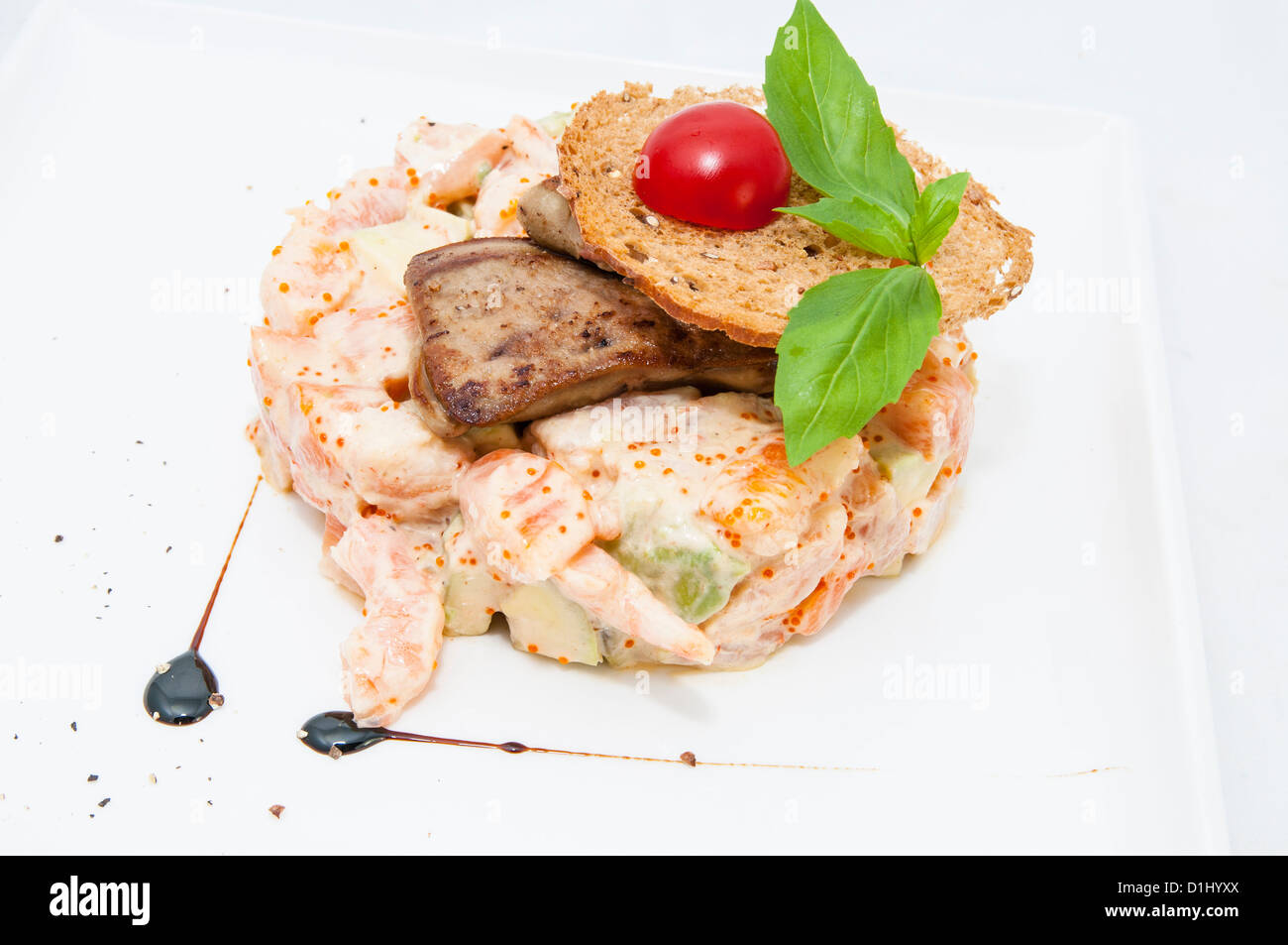 Salad and fish roe Stock Photo - Alamy