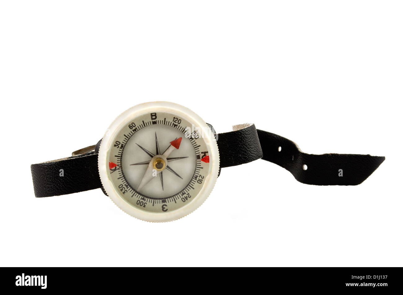 plastic compass with black band on white background Stock Photo - Alamy
