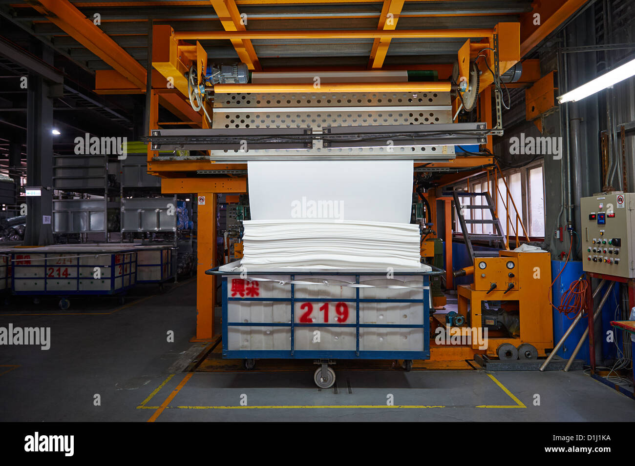 A large textile machine pressing fabric Stock Photo - Alamy