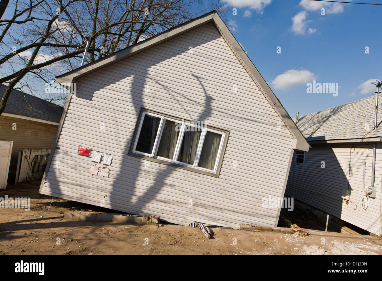 Residential damage from Hurricane Sandy, Staten Island, New York Stock ...