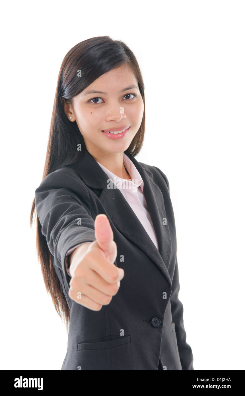 malay business woman thumbs up Stock Photo - Alamy