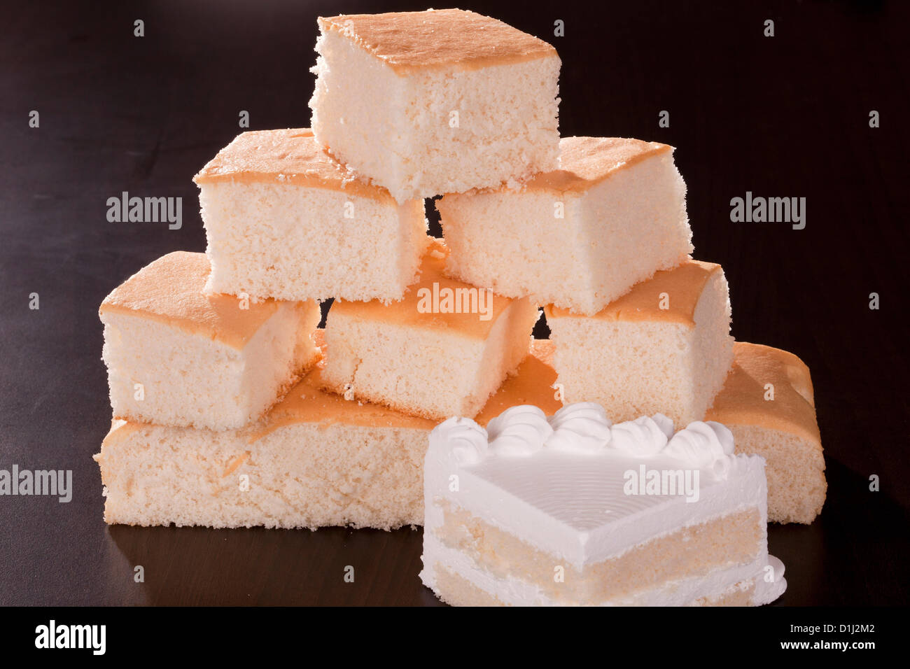 Sponge Cake with icing on top Stock Photo - Alamy